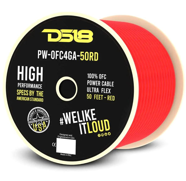 DS18 10 Feet, 100% Oxygen Free Copper Ultra Flex 4GA Power Cable, Red ...